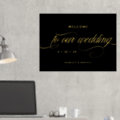 Black and Shiny Calligraphy Wedding Welcome Sign | Zazzle