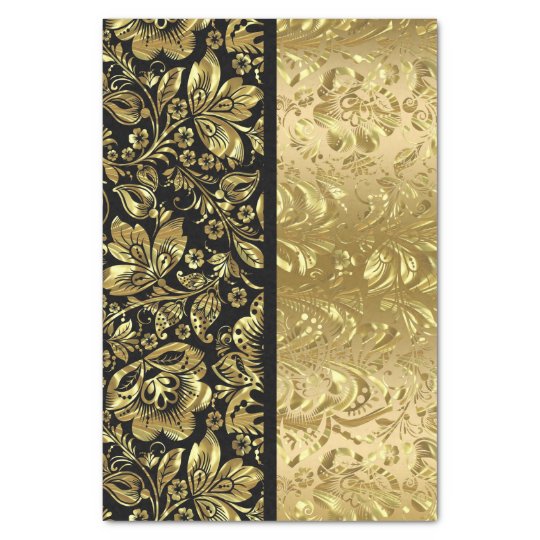 Black And Shiny Gold Floral Damasks Tissue Paper | Zazzle.com
