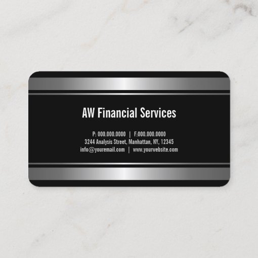 Black and Silver Bar Borders Horizontal Accountant Business Card | Zazzle
