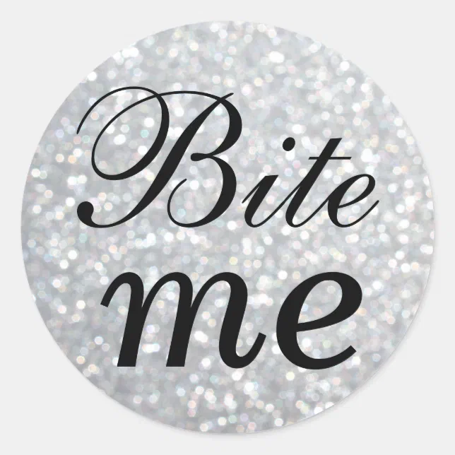 Black and Silver Bite Me Sticker | Zazzle