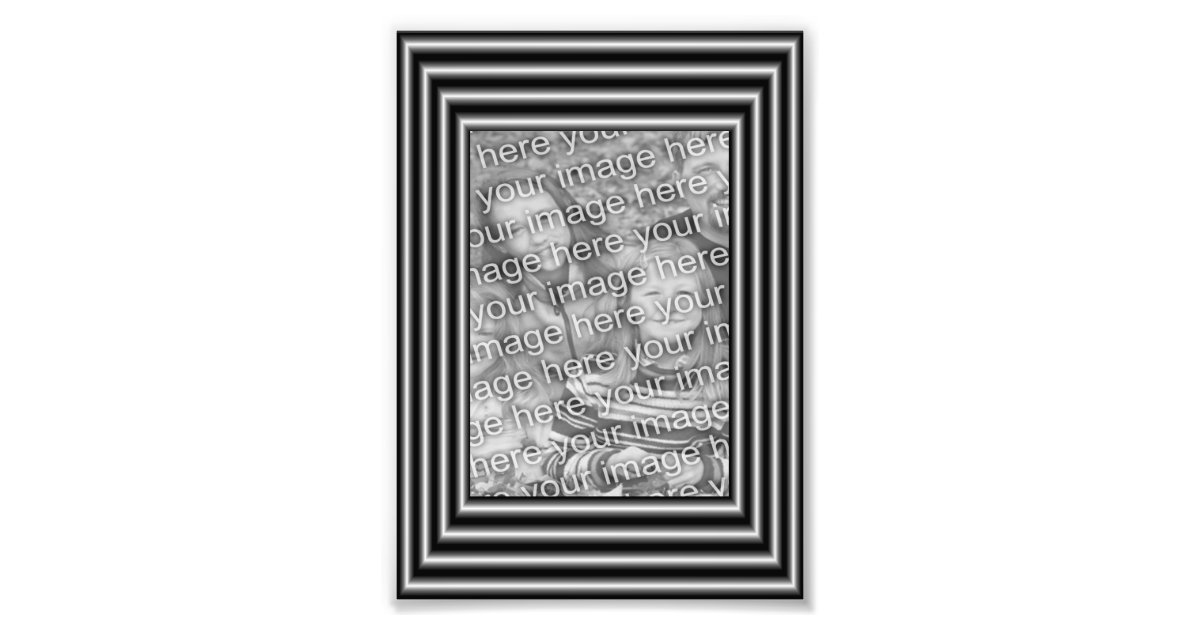 Black And Silver Border Frame Template Photo Print | Zazzle