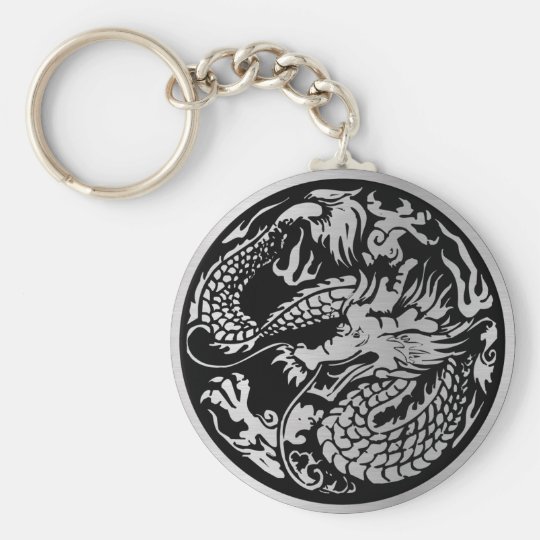 Black and Silver Chinese Dragon key-chain Keychain | Zazzle.com