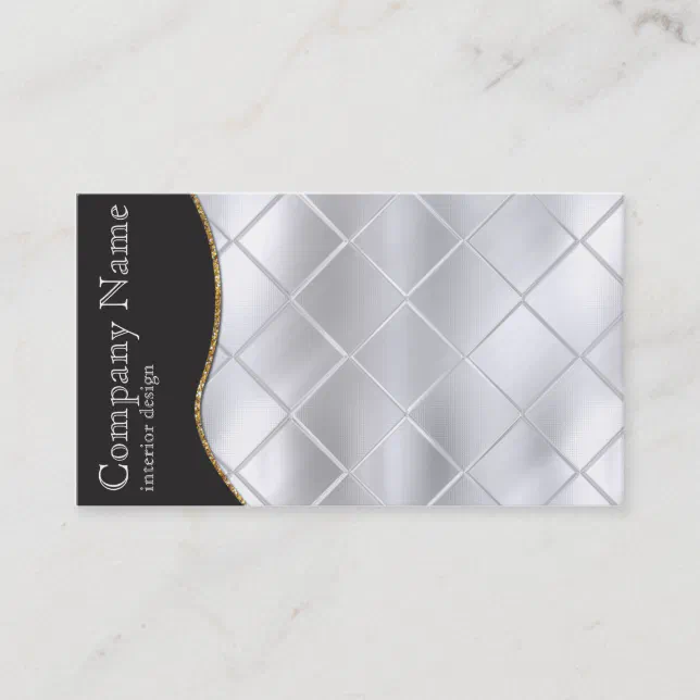 Black and Silver Diamond Pattern Business Card | Zazzle