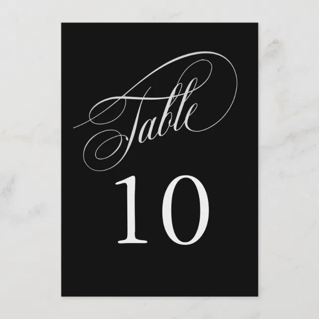 Black and Silver Elegant Calligraphy Table Numbers | Zazzle