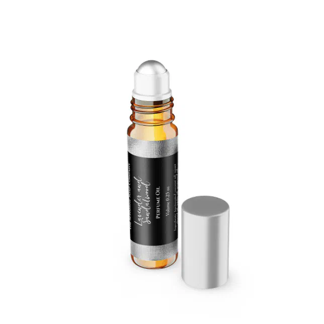 Black and Silver Foil Perfume Roller Bottle label | Zazzle