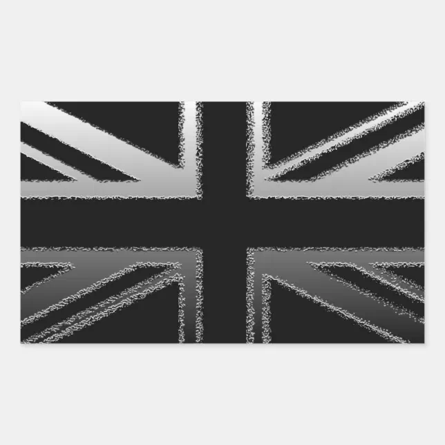 Black and Silver Gray Union jack Flag Rectangular Sticker | Zazzle