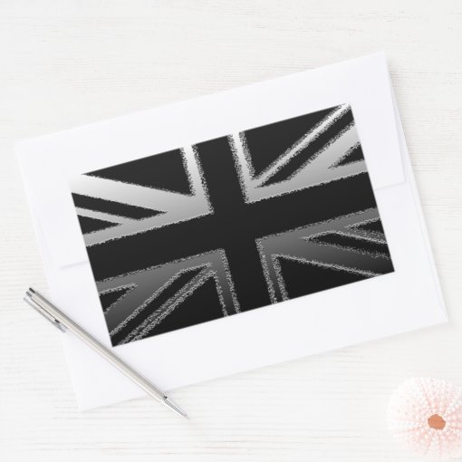 Black and Silver Gray Union Jack Flag Rectangular Sticker | Zazzle