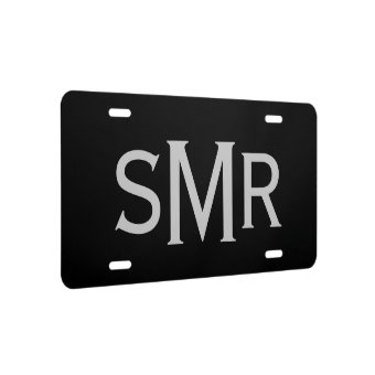 Black and Silver | Men's Monogrammed License Plate | Zazzle