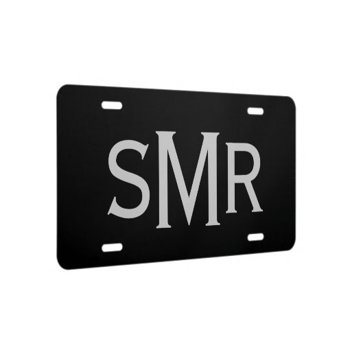 Black and Silver | Men's Monogrammed License Plate | Zazzle