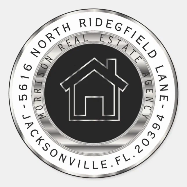 Black and Silver Metal Realtor Address Labels | Zazzle