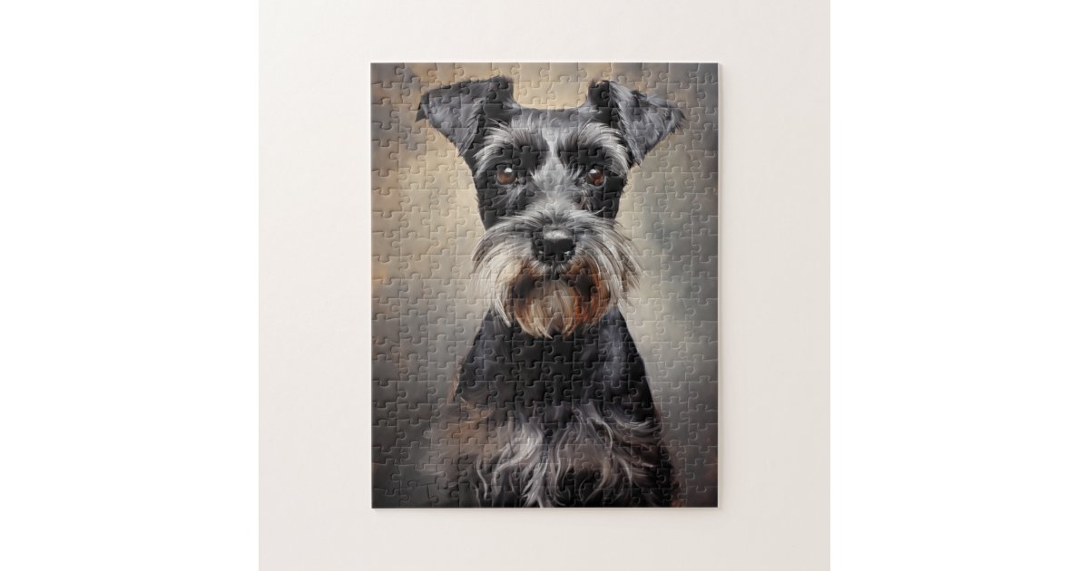Black and silver Miniature Schnauzer Jigsaw Puzzle | Zazzle
