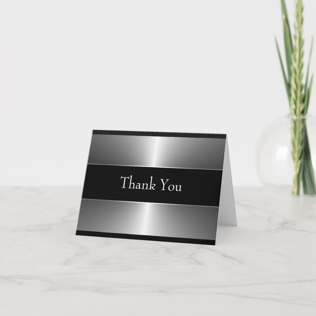 Black and Silver Thank You Cards | Zazzle