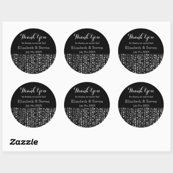 Black and Silver Wedding Favor Sparkle Stickers | Zazzle
