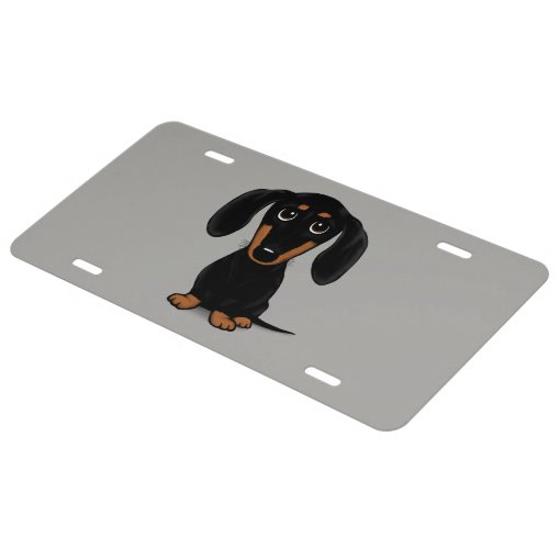 Black and Tan Dachshund | Cute Doxie Cartoon Dog License Plate | Zazzle
