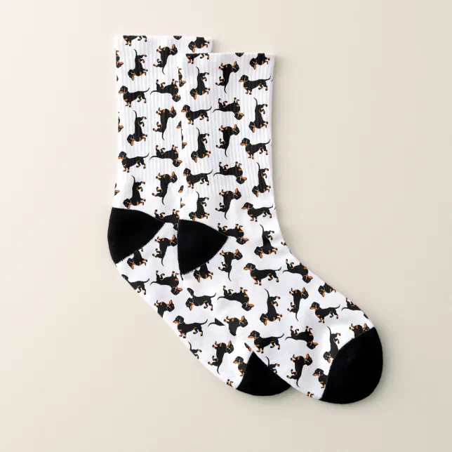 Black and Tan Dachshunds Cute Dog Pattern Socks | Zazzle