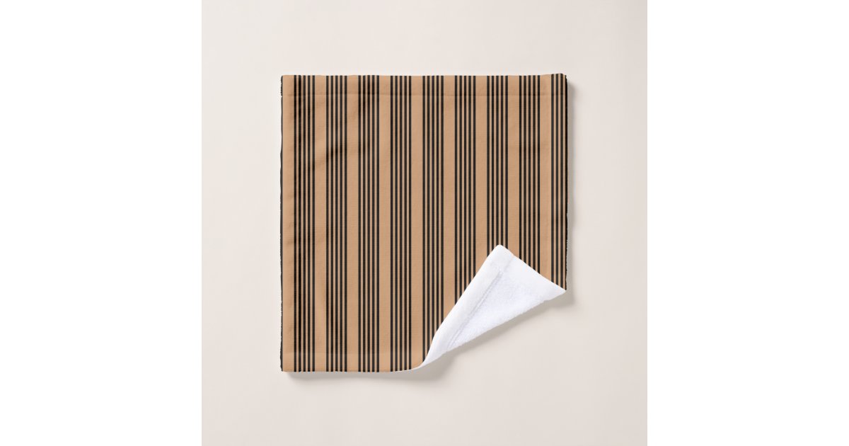 Black and tan five stripe pattern wash cloth | Zazzle