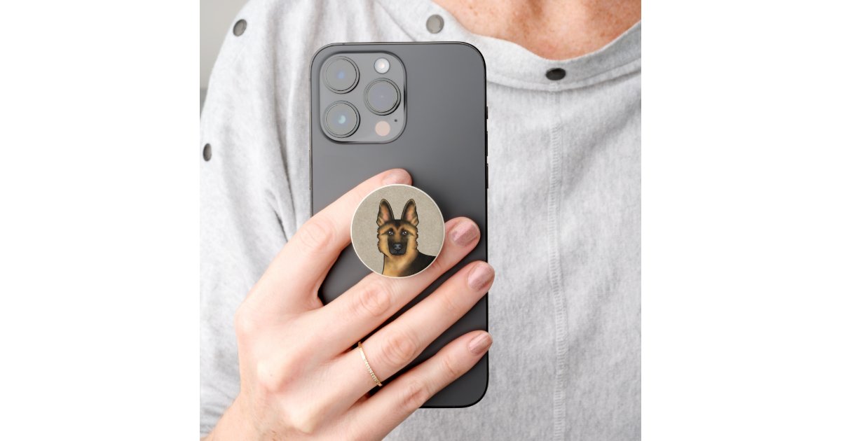 Black And Tan German Shepherd Cute Dog Head PopSocket | Zazzle