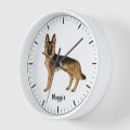 Black And Tan German Shepherd Dog With Custom Text Clock | Zazzle
