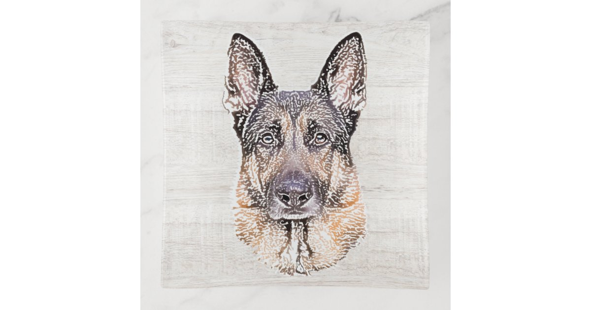 Black and Tan German Shepherd Portrait Trinket Tray | Zazzle