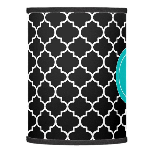 Black and Teal Quatrefoil Monogram Lamp Shade | Zazzle