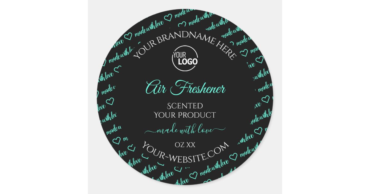 Black and Teal Word Cloud Product Labels with Logo | Zazzle