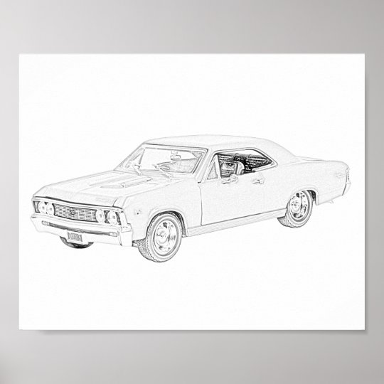 Black and White 1967 Chevy Chevelle Wall Poster | Zazzle.com