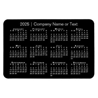 Black and White 2025 Calendar with Custom Text Magnet | Zazzle