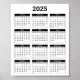 Black and White 2025 Year At A Glance Calendar Poster | Zazzle