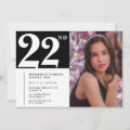 Black and White 22nd birthday Invitations Girl | Zazzle