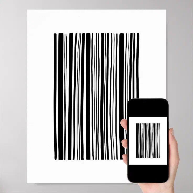 Black and white abstract barcode. Modern lines Poster | Zazzle
