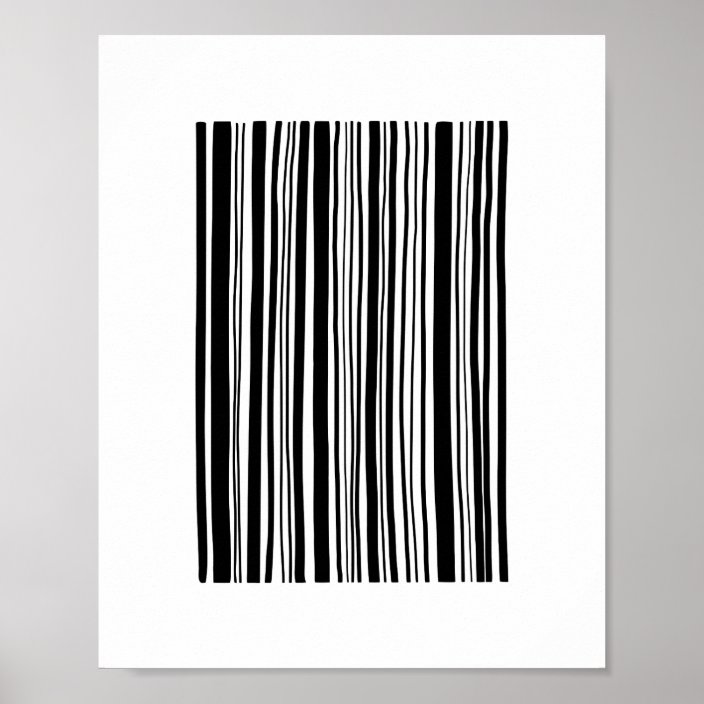 Black and white abstract barcode. Modern lines Poster | Zazzle.com