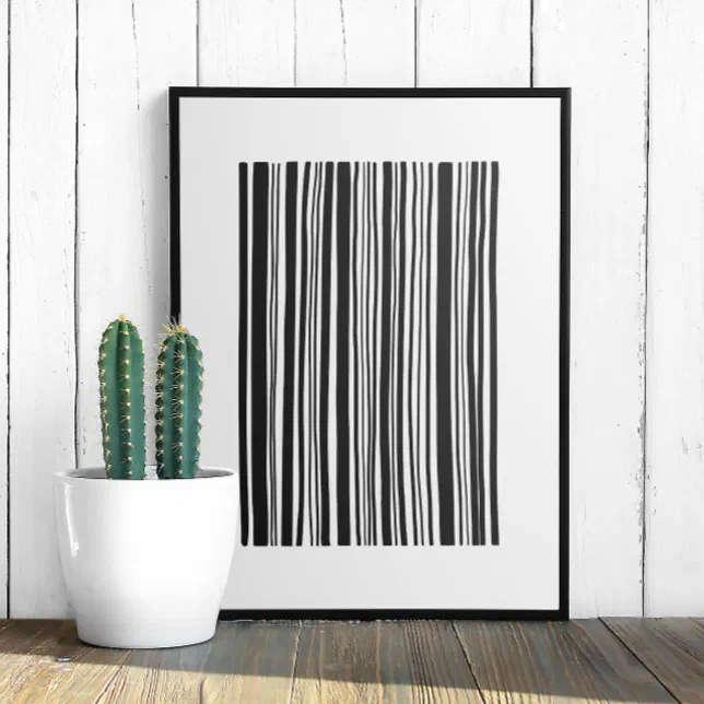Black and white abstract barcode. Modern lines Poster | Zazzle