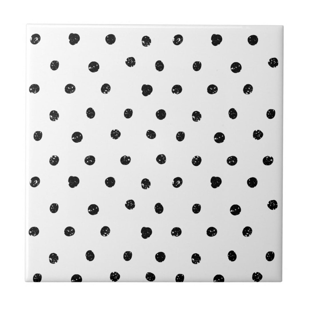 Black and White Abstract Dots Pattern Ceramic Tile | Zazzle