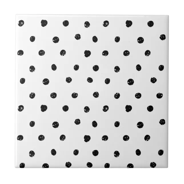 Black and White Abstract Dots Pattern Ceramic Tile | Zazzle