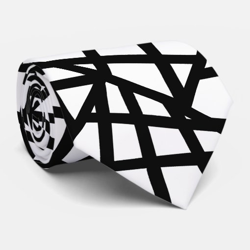 Black and White Abstract Geometric Neck Tie | Zazzle