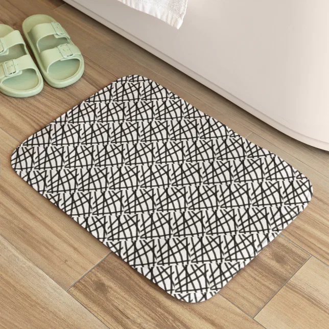 Black and White Abstract Lines Bath Mat | Zazzle
