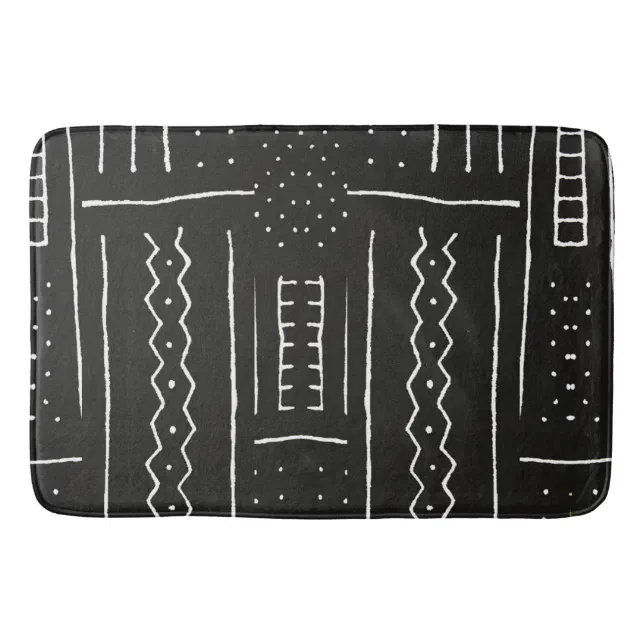 Black and White African Digital Pattern Print Bath Mat | Zazzle