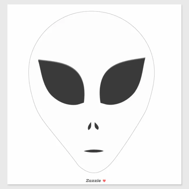 Black and White Alien Face Outline on Sticker | Zazzle
