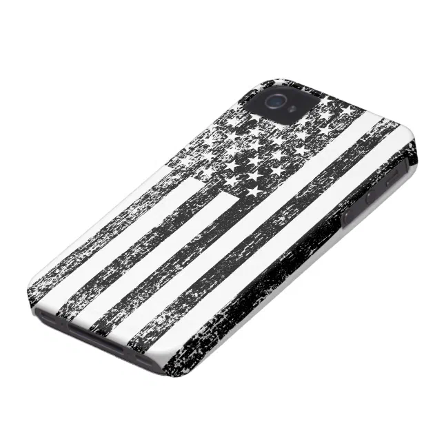 Black and White American Flag iPhone Case | Zazzle