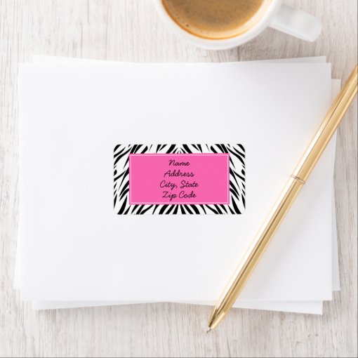 Black and White and Hot Pink Zebra Print Label | Zazzle