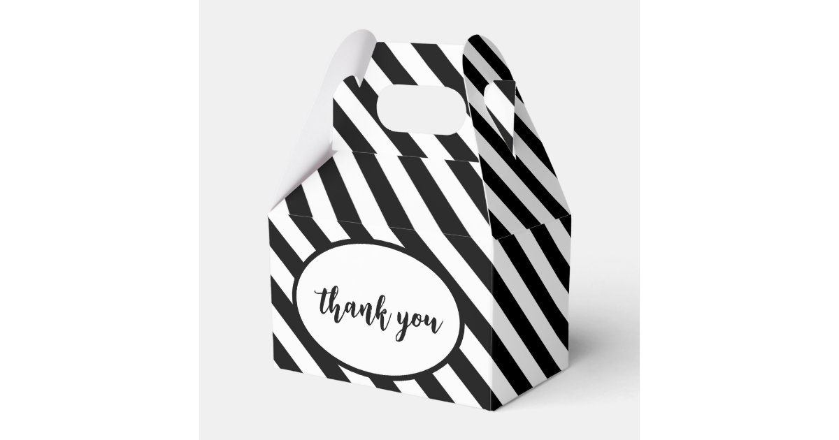 Black and White Angled Stripes Favor Boxes | Zazzle