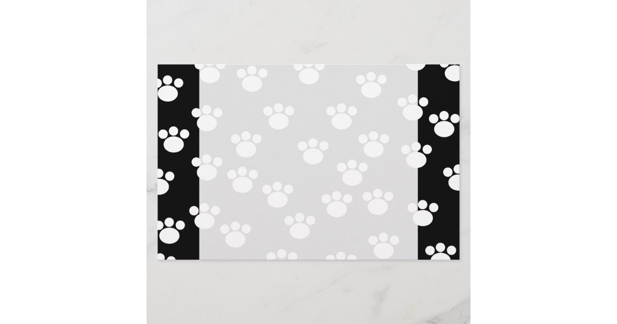 Black and White Animal Paw Print Pattern. Stationery | Zazzle