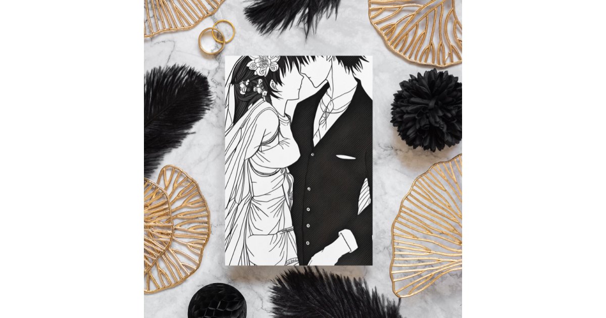 Black and White Anime Wedding Invitation | Zazzle