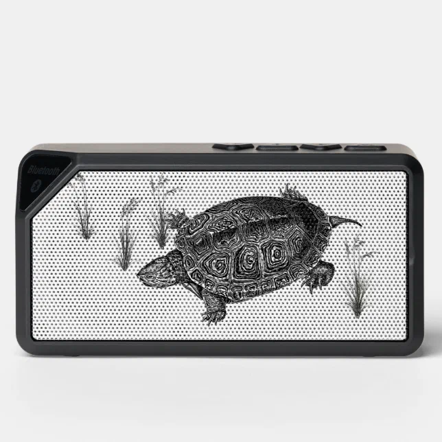 Black and White Aquatic Turtle Bluetooth Speaker | Zazzle