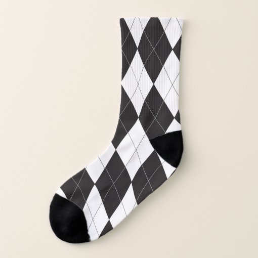 Black and White Argyle Pattern Socks | Zazzle