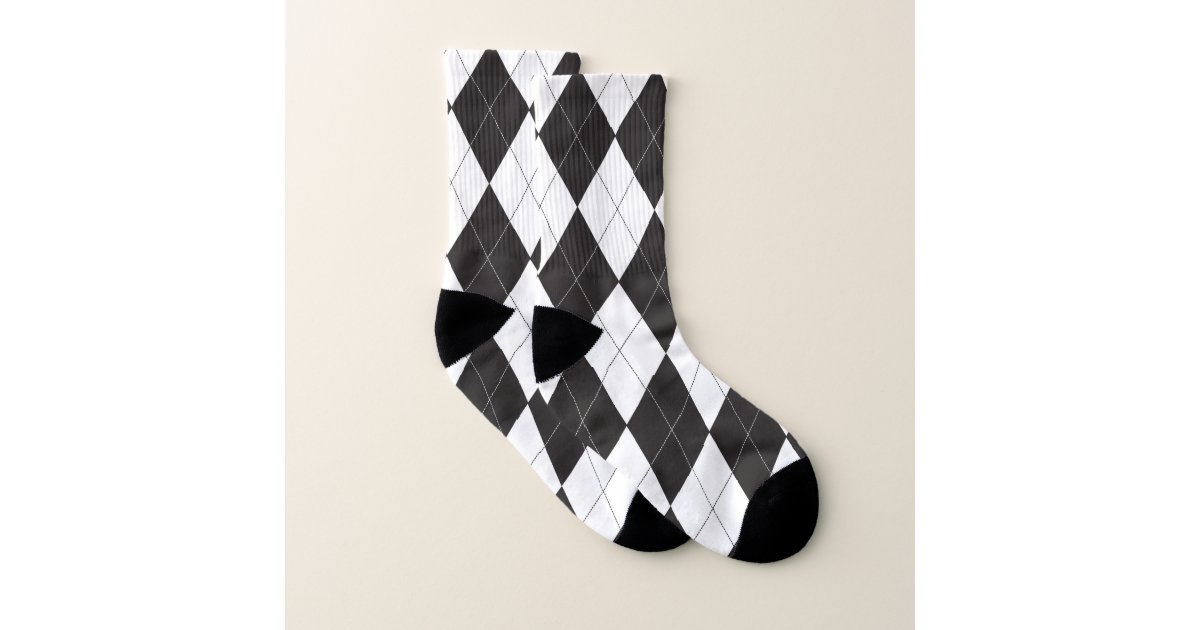 Black and White Argyle Pattern Socks | Zazzle