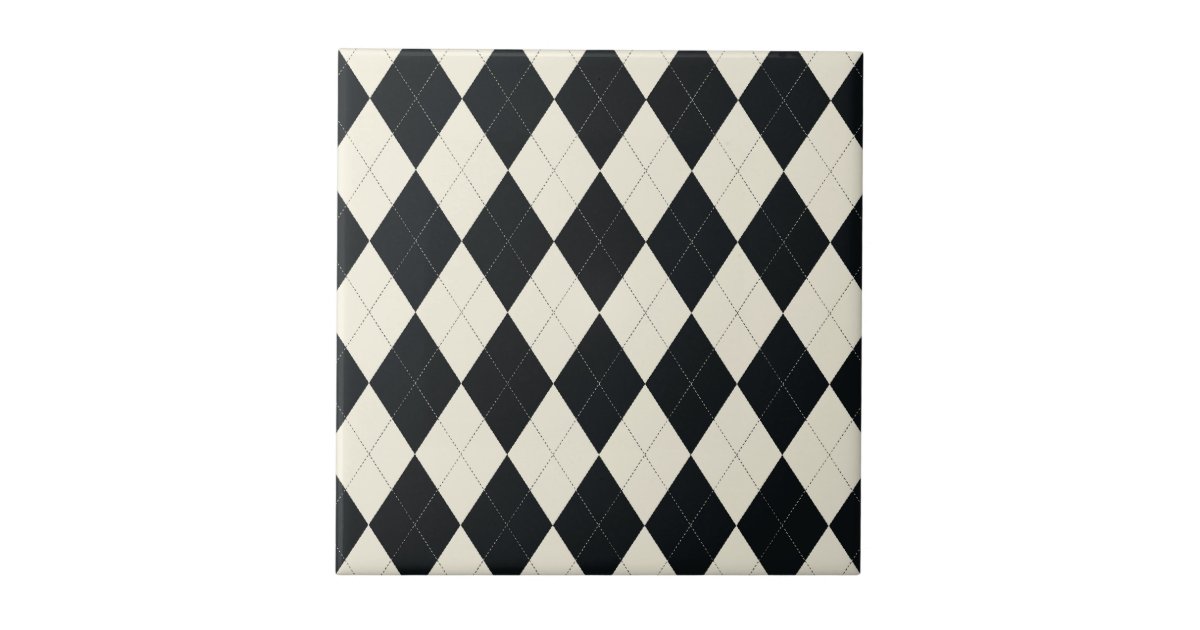 Black and White Argyle Tile | Zazzle