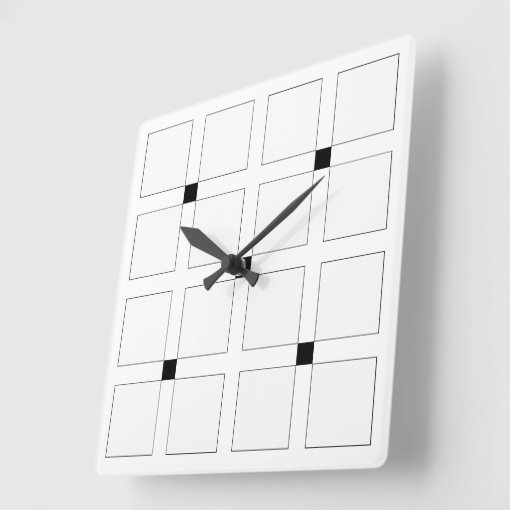 Black and White Art Deco Squares Pattern Square Wall Clock | Zazzle