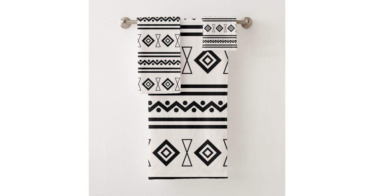 Black And White Aztec Bath Towel Set | Zazzle
