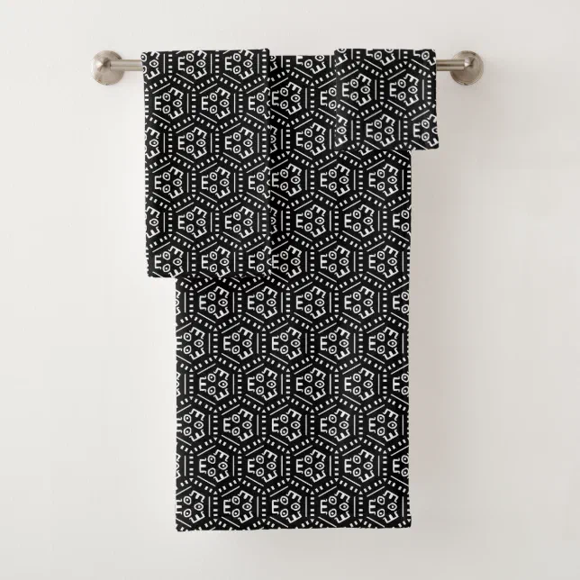 Black and White Aztec Design Bath Towel Set | Zazzle